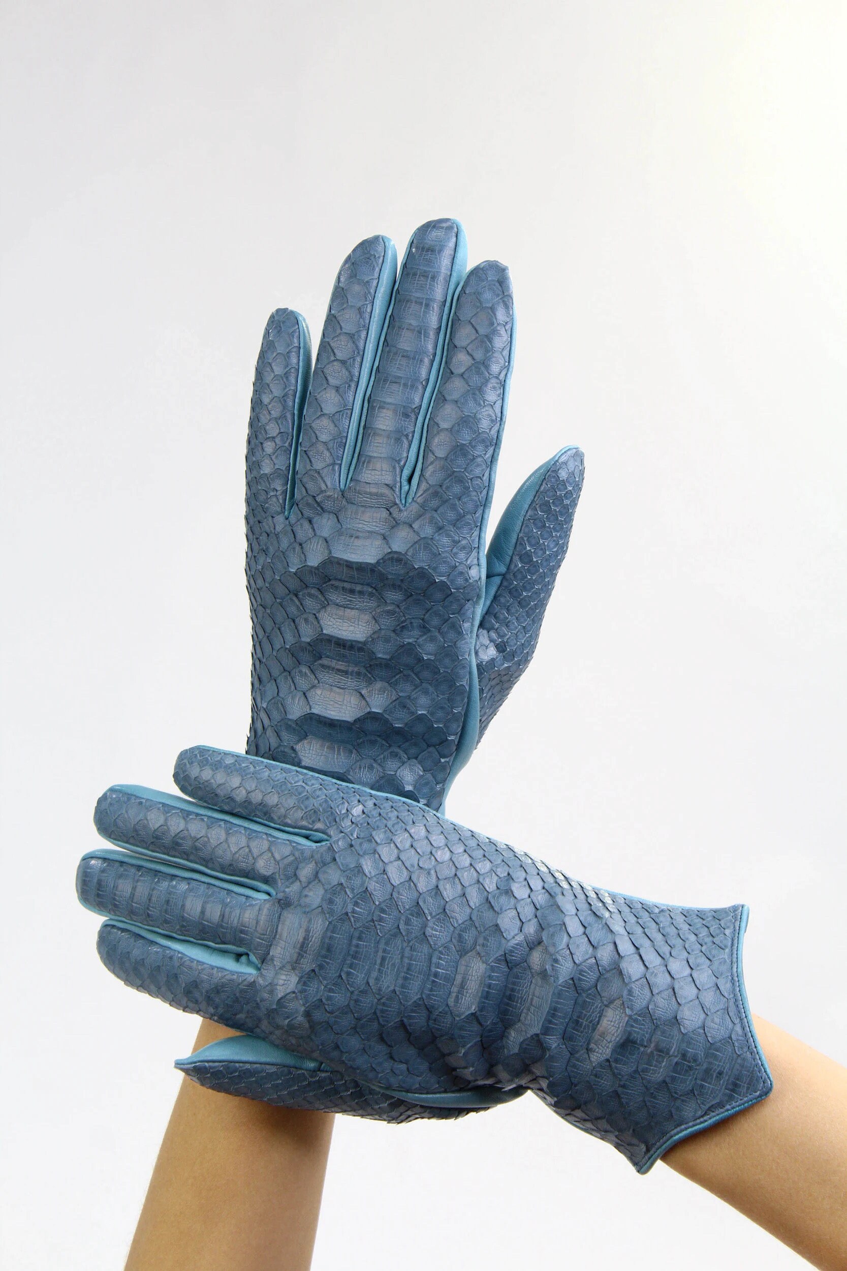 Premium Winter Python Gloves Black or Blue Color, Made From Original ...