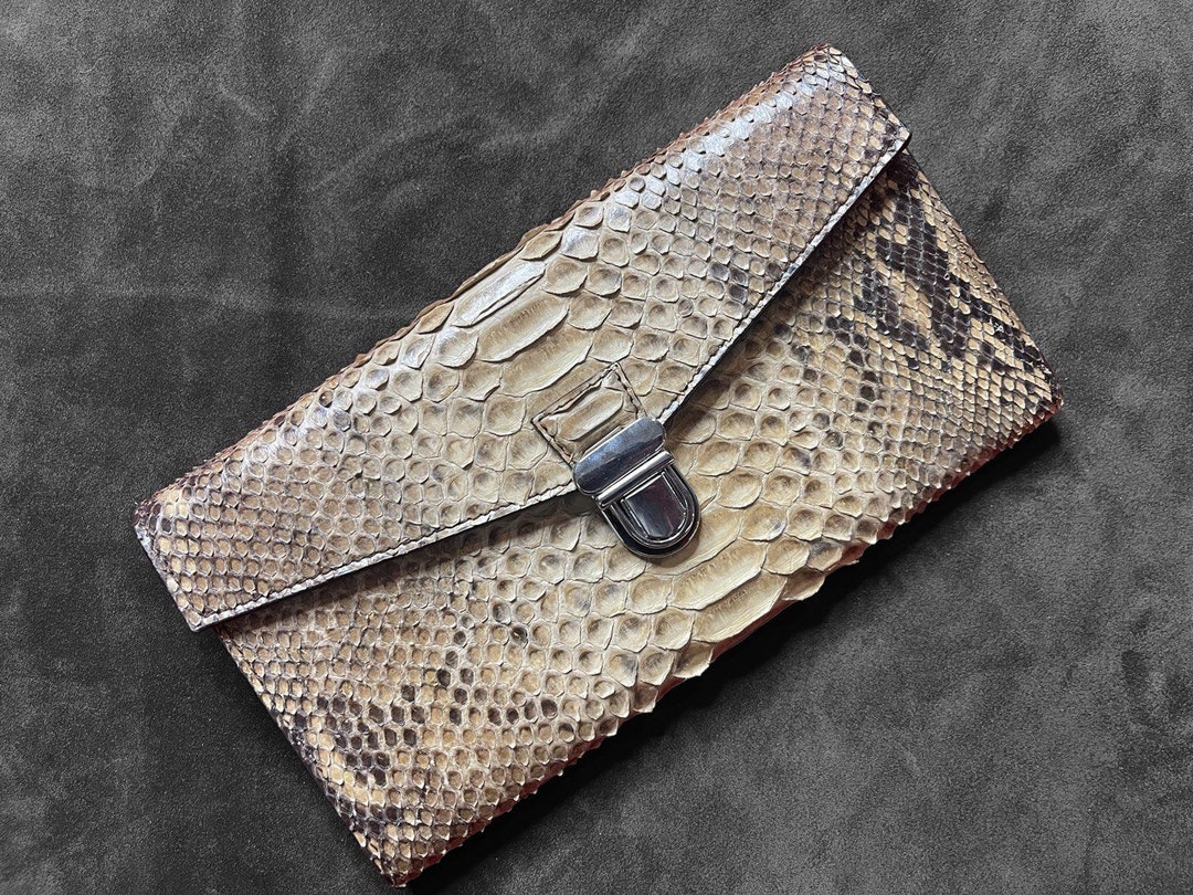 Python Leather Clutch With Nappa Leather Lining - Etsy