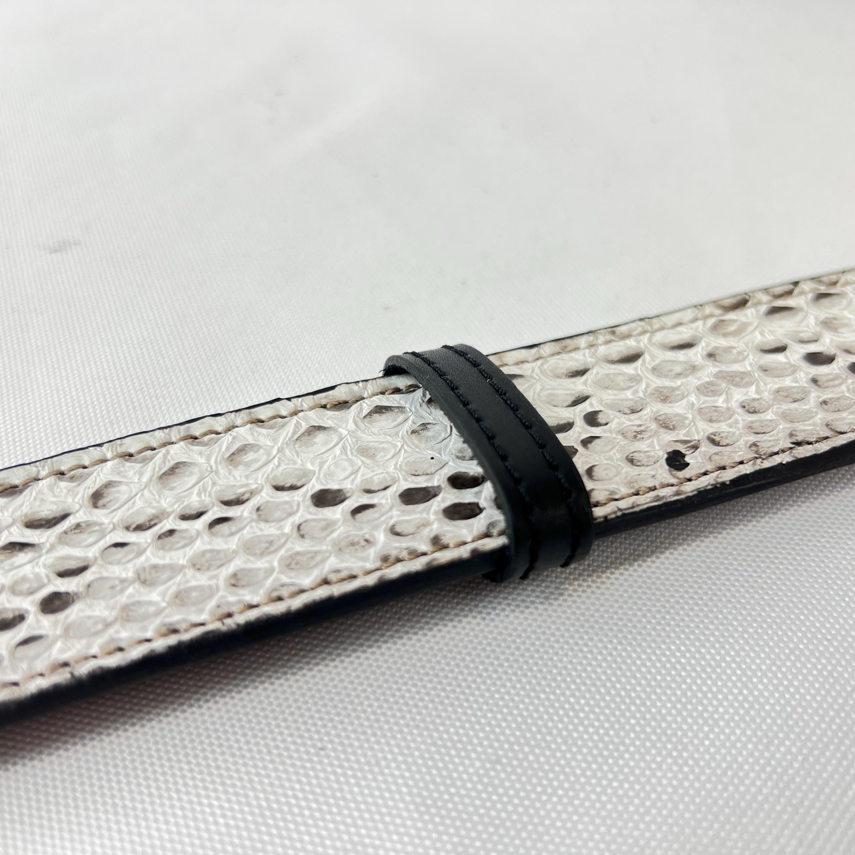 Snake Spine Python Belt 4cm | Genuine White Snakeskin | Silver ...