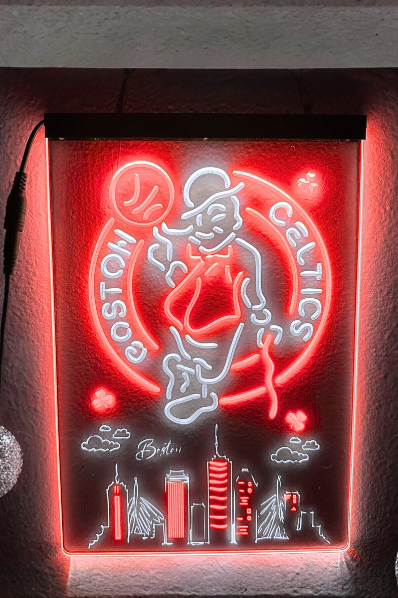 Boston Celtics LED Neon Sign 8x12, Dual Color Neon Light NFL Fan Gift ...