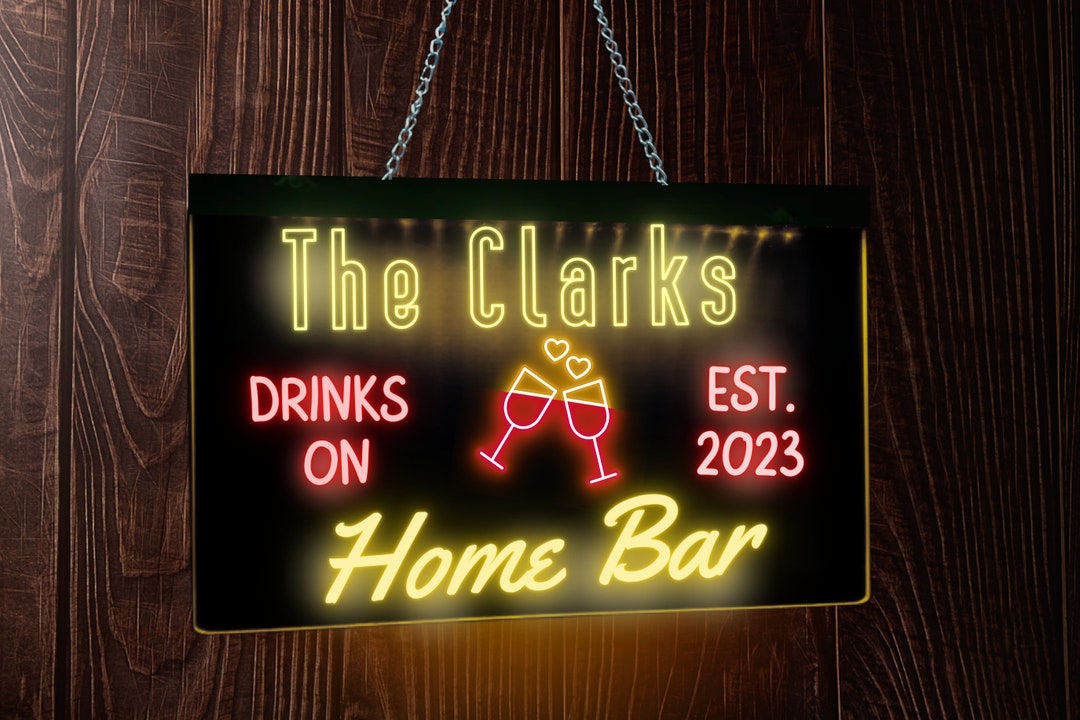 Personalized Home Bar LED Neon Sign Light, Custom Name, Game Room ...