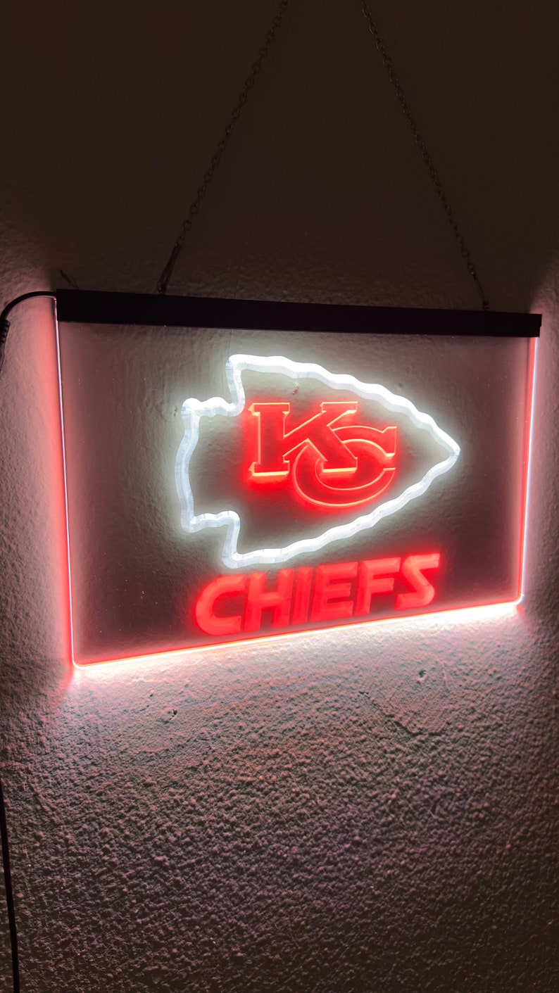 Kansas City Chiefs LED Neon Sign 8x12, Dual Color Neon Light NFL Fan ...