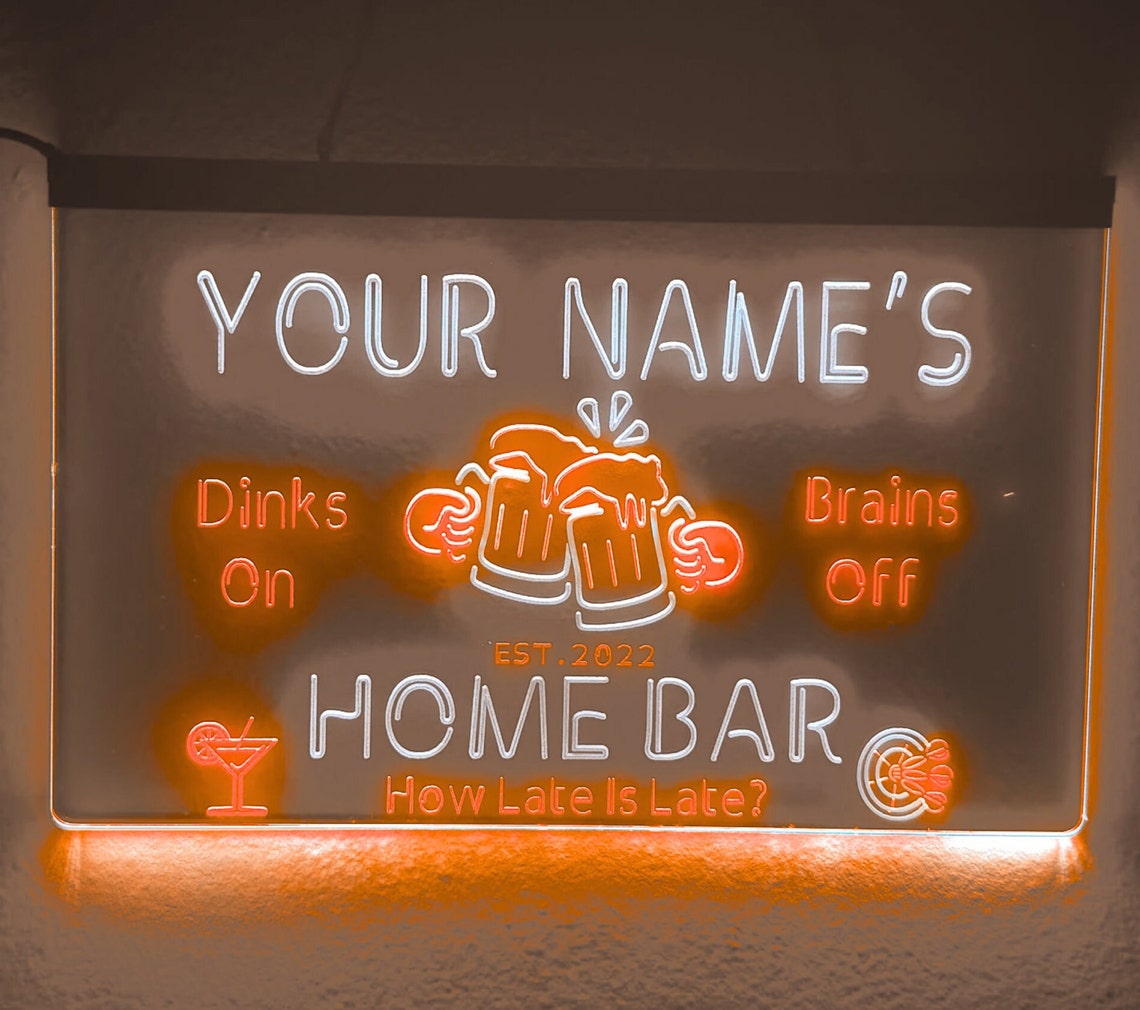 Personalized Home Bar LED Neon Sign Light, Custom Bar Sign, Wall Decor ...