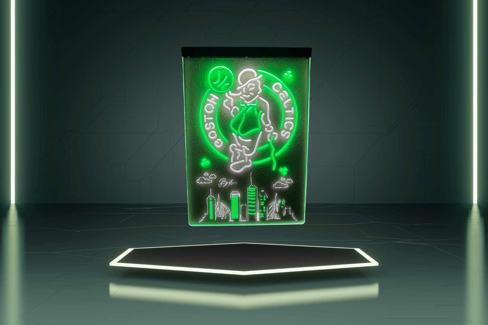 Boston Celtics LED Neon Sign 8x12, Dual Color Neon Light NFL Fan Gift ...