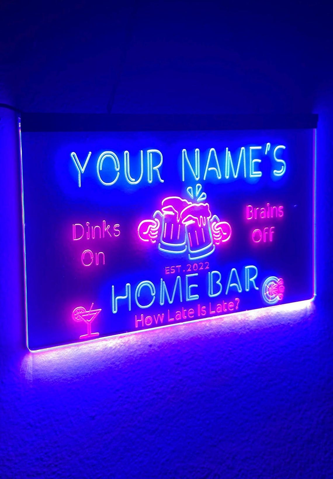 Personalized Home Bar LED Neon Sign Light, Custom Bar Sign, Wall Decor ...