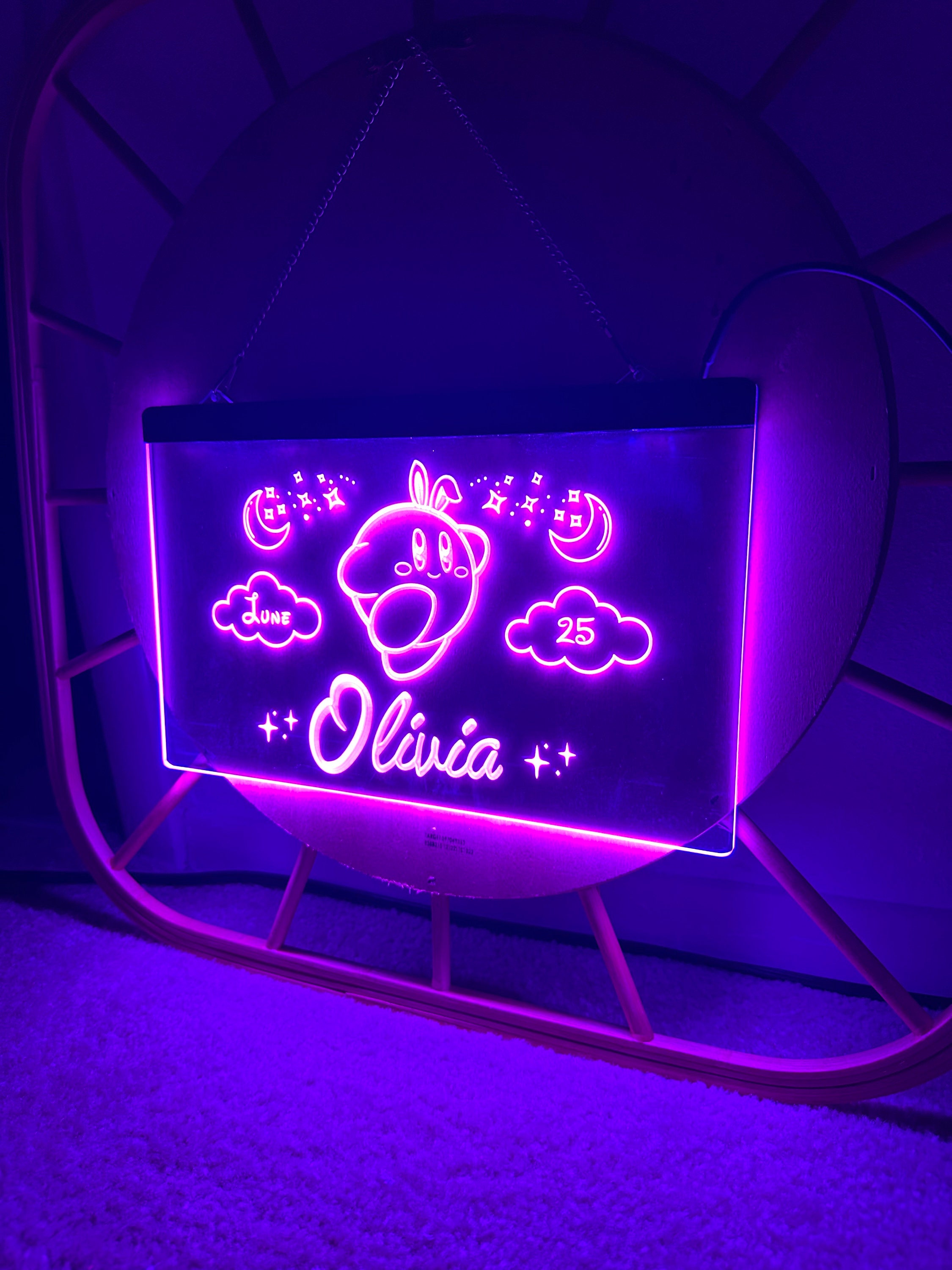 Personalized Kirby Cute Anime LED Neon Sign Game Room Japanese Light up ...