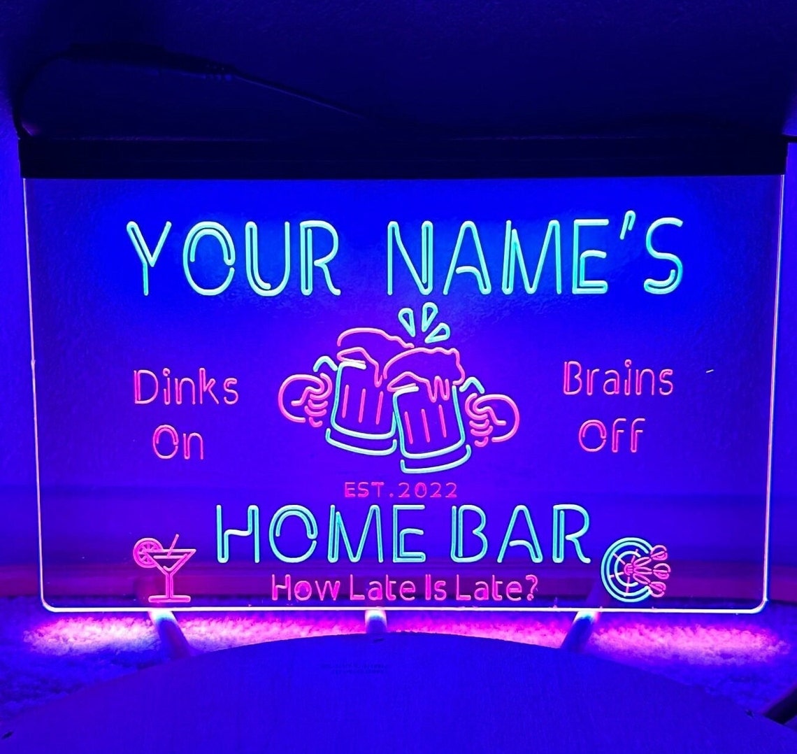 Personalized Home Bar LED Neon Sign Light, Custom Bar Sign, Wall Decor ...