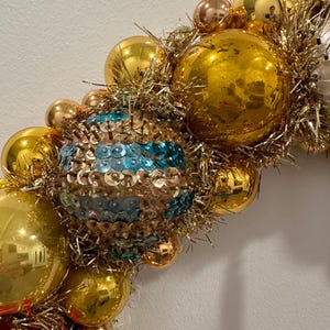 18” Handmade Christmas Push Pin and Gold Ornament Wreath Vintage ...