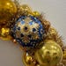 18” Handmade Christmas Push Pin and Gold Ornament Wreath Vintage ...
