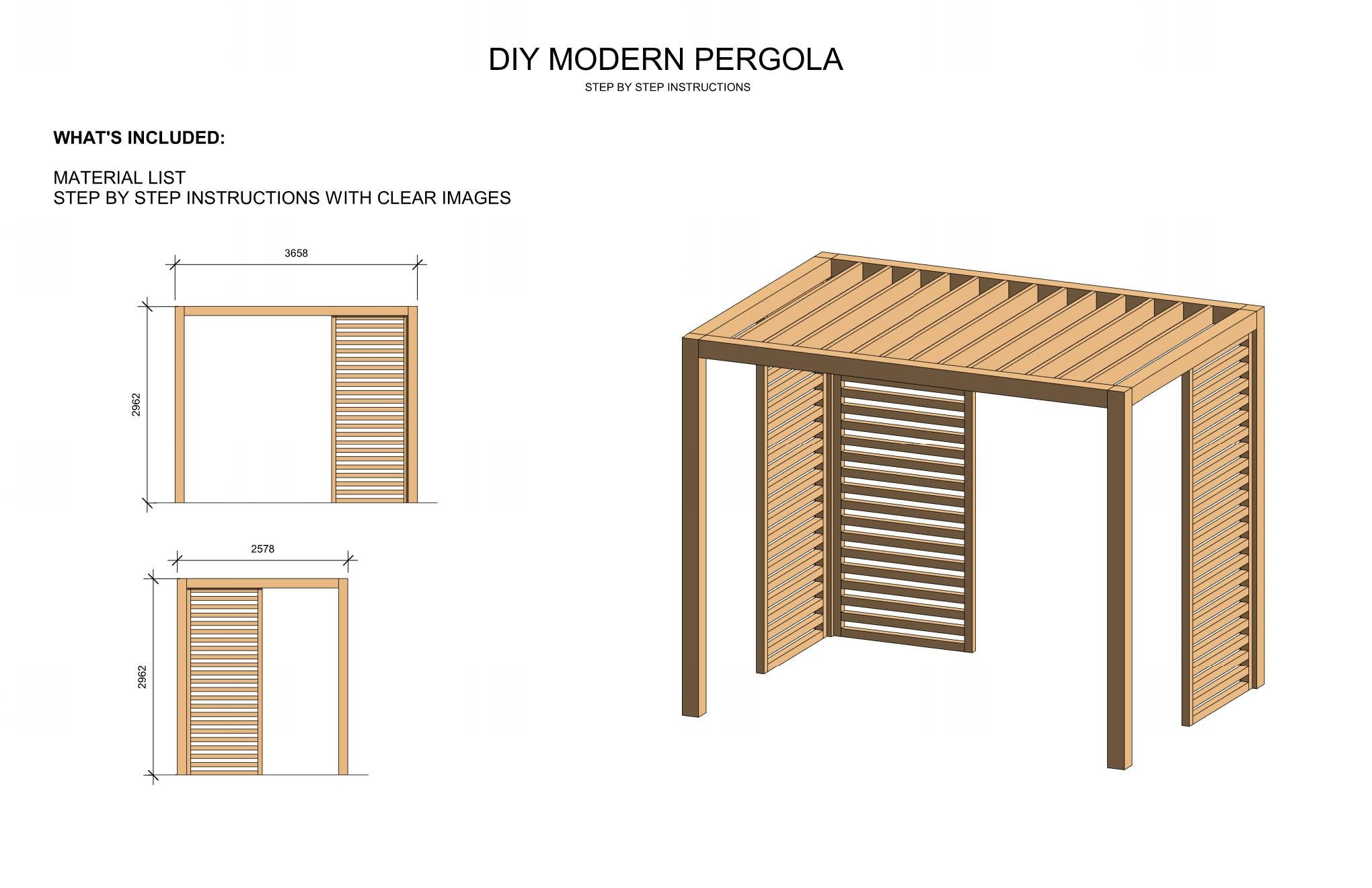 Step by Step DIY Modern Pergola Building Plans - Etsy