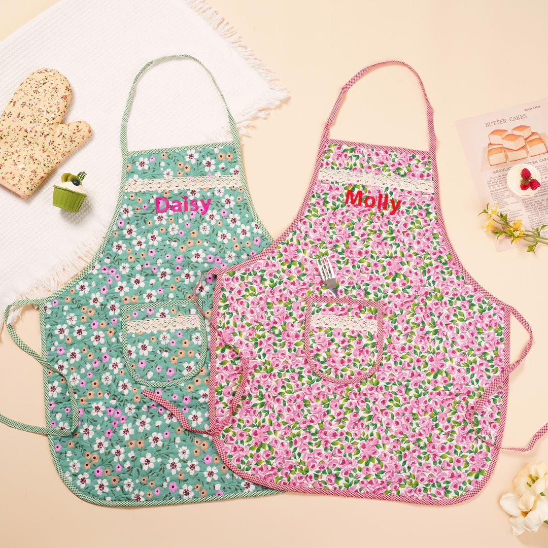 Custom Quilted Flower Apron: Vintage Style Baking & Gardening - Etsy