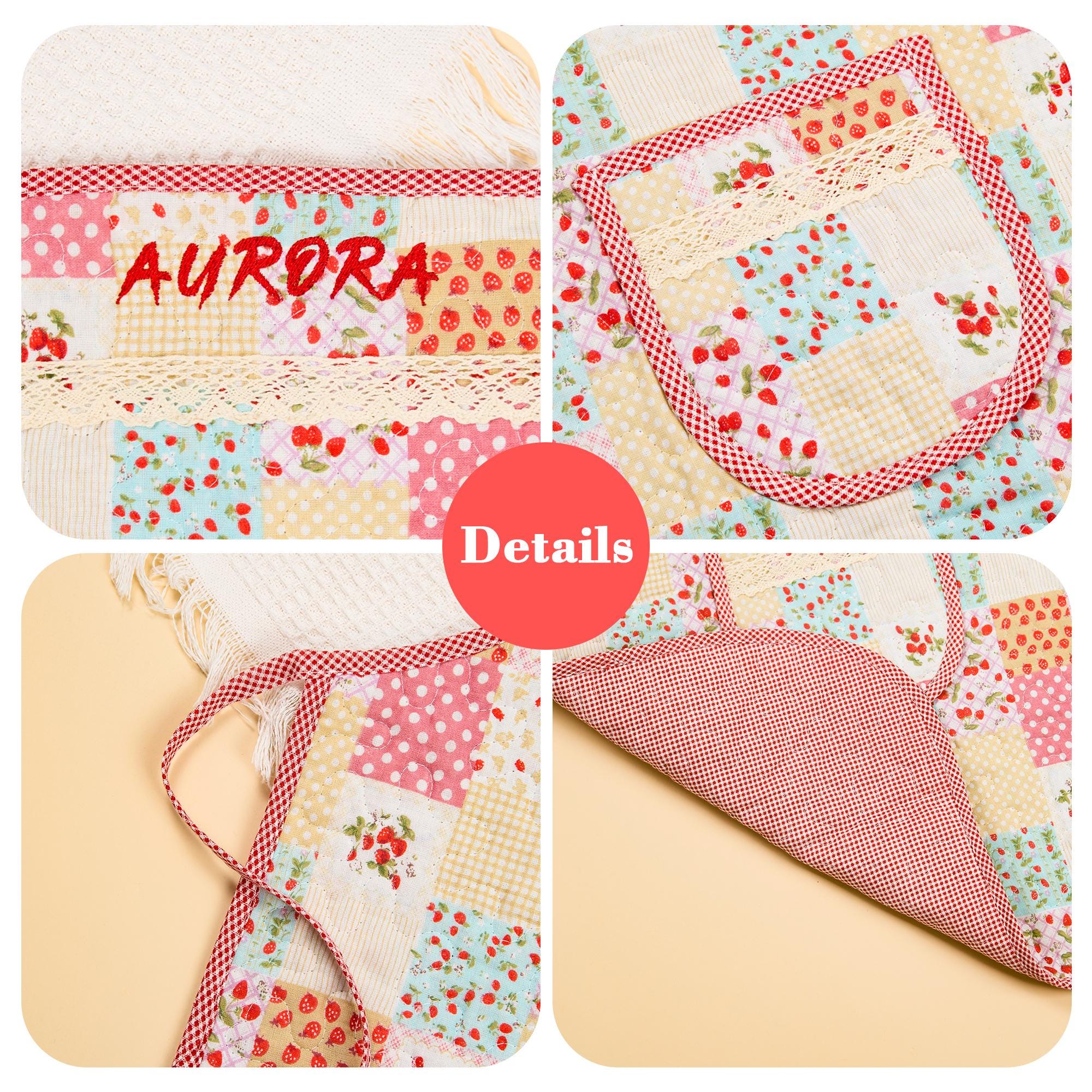 Personalized Quilted Patchwork Apron: Vintage Floral Cotton Cooking ...