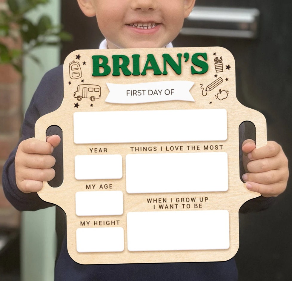 Personalized First Day of School Sign, Back to School Prop, Custom ...