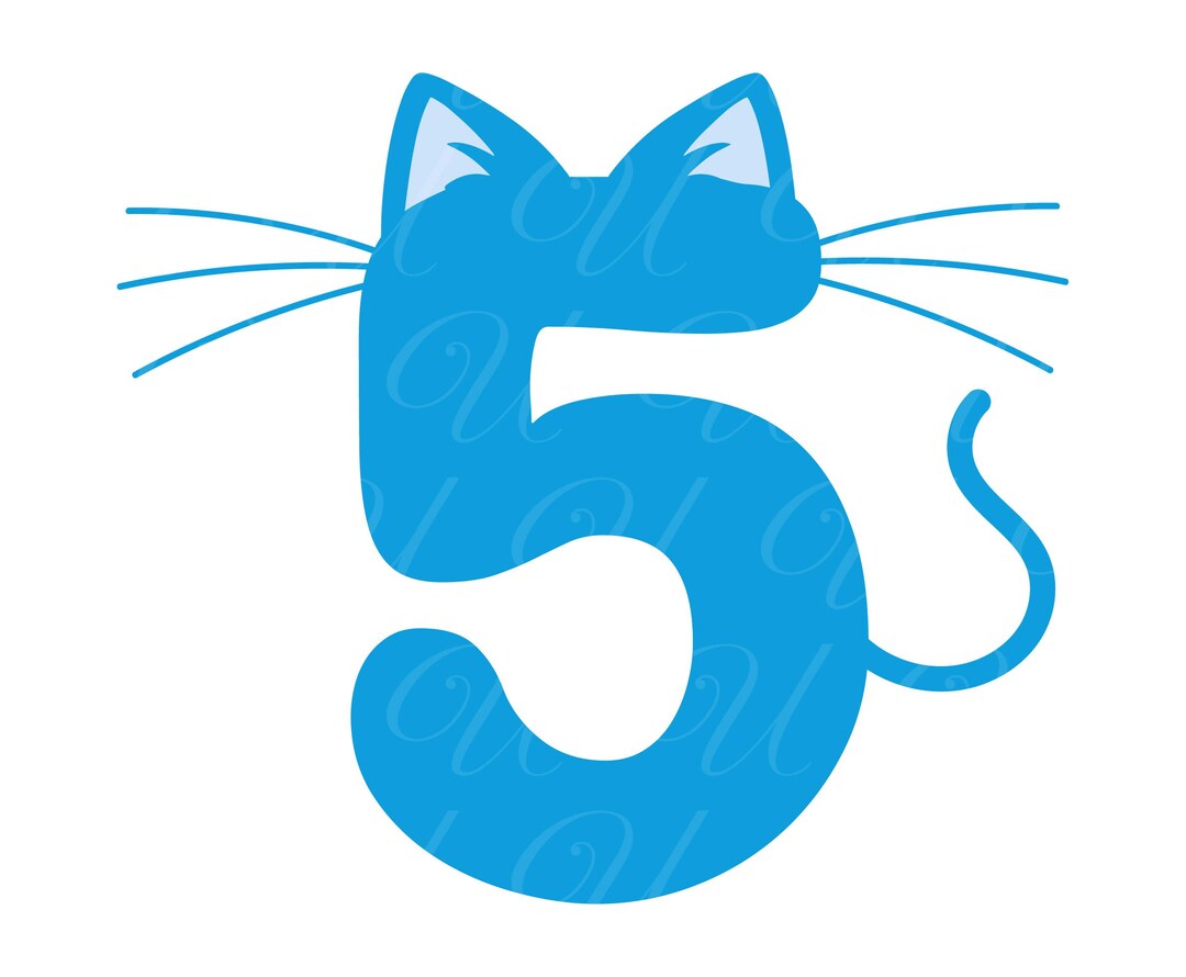 5th Birthday Cat Number SVG, PNG, PDF, Fifth Birthday Shirt, Cat Number ...