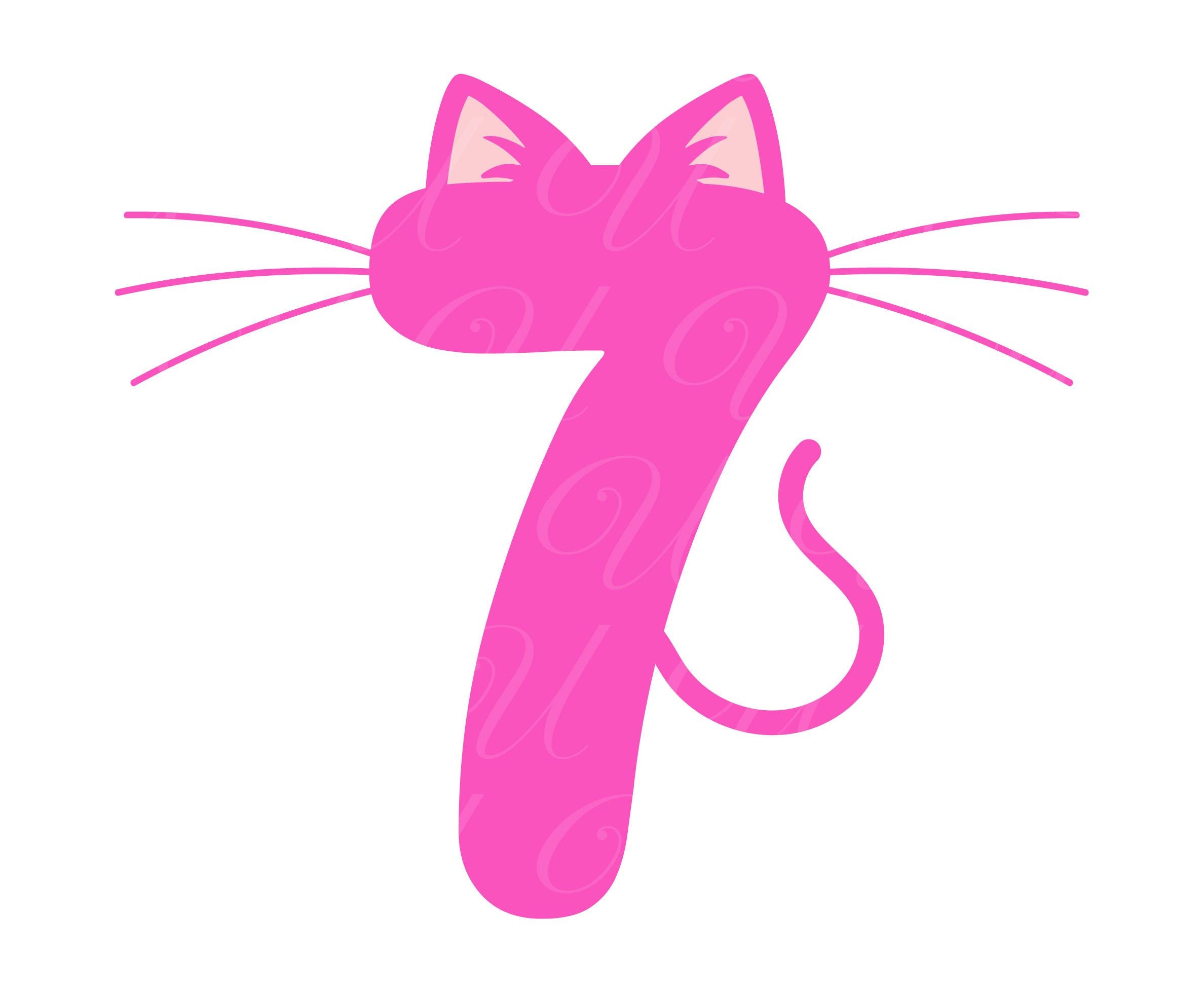7th Birthday Cat Number SVG, PNG, PDF, Seventh Bday Shirt, Cat Number 7 ...