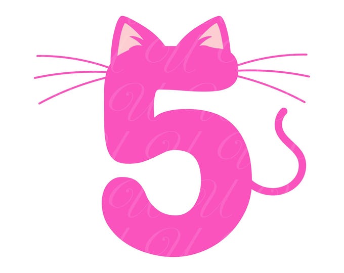5 Cat Birthday Number, PNG and SVG File, Digital Download, Transparent ...