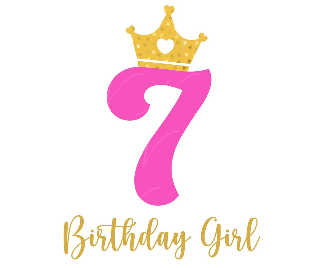 7th Birthday SVG, PNG, PDF, 7th Birthday Shirt Png, Birthday Girl Svg ...