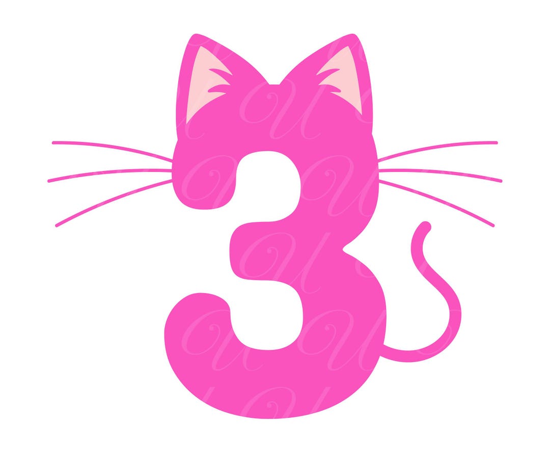 3rd Birthday Cat Number SVG, PNG, PDF, Third Birthday Shirt, Cat Number ...
