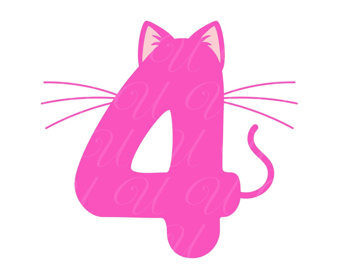 4th Birthday Cat Number SVG, PNG, PDF, Fourth Birthday Shirt, Cat ...