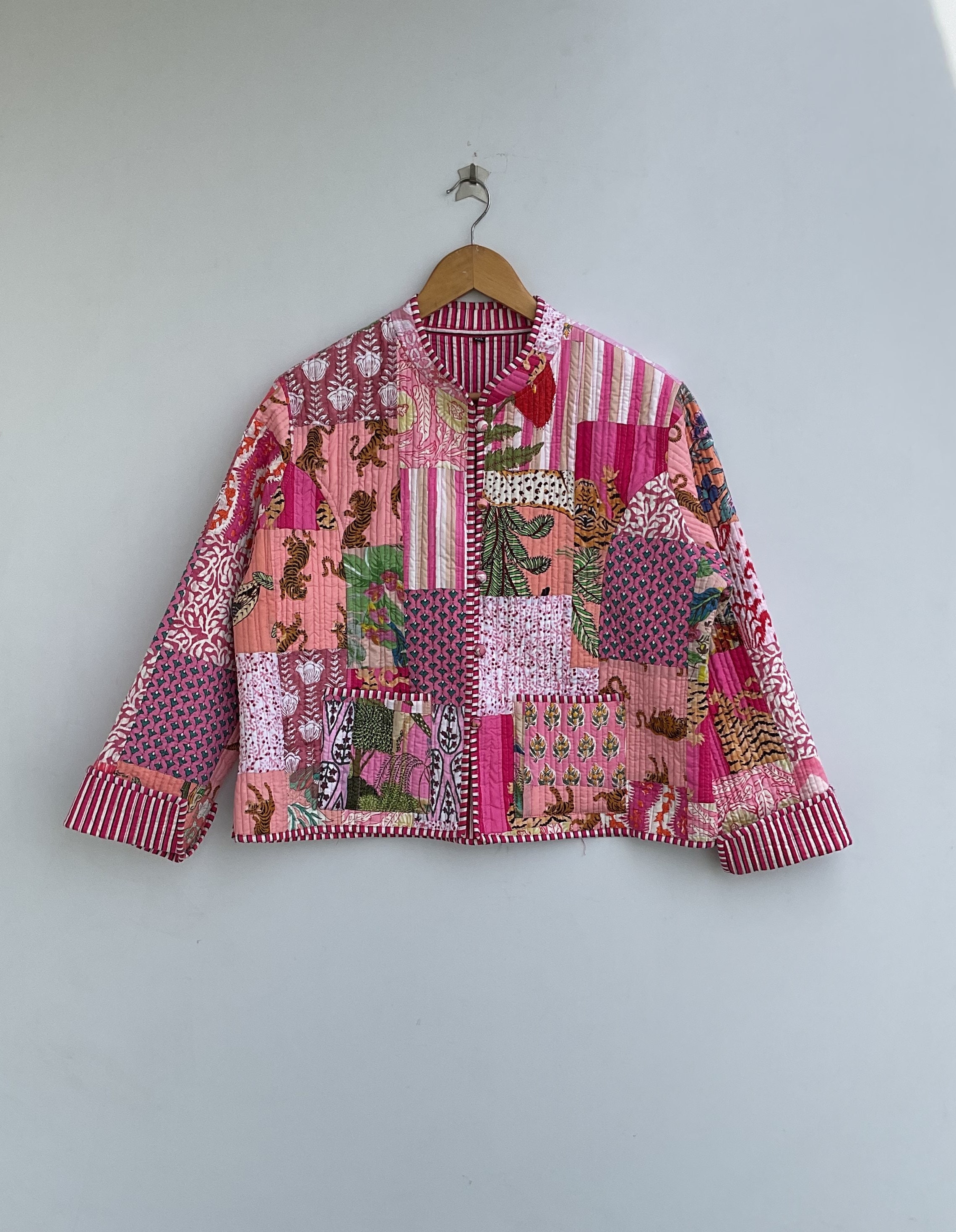 Patchwork Quilted Jacket Cotton Floral Bohemian Style Fall Winter ...