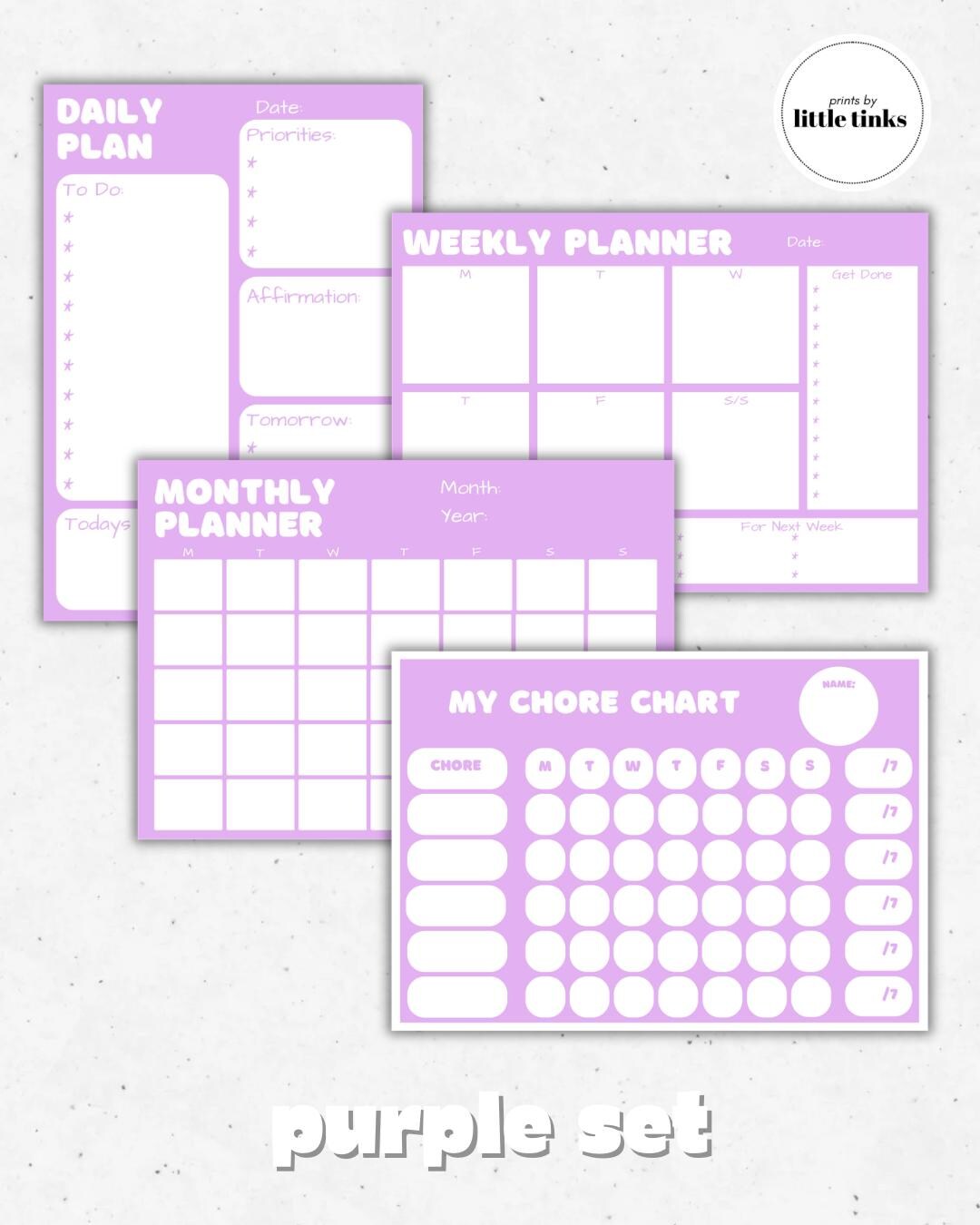 Simple Purple Digital Planner Set | Colourful Planner | Basic Planner ...