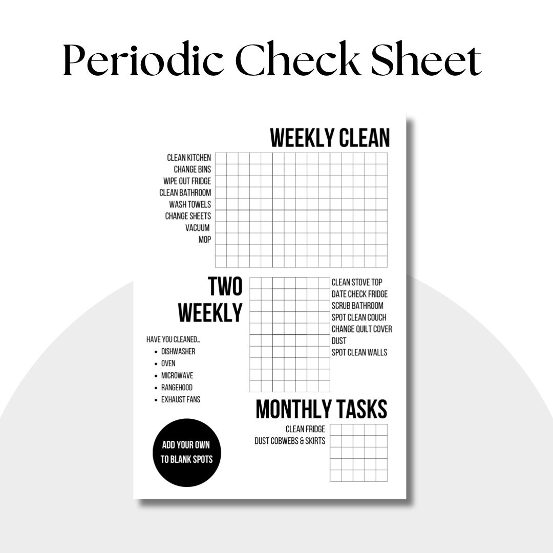 Periodic Cleaning Check Sheet - Etsy