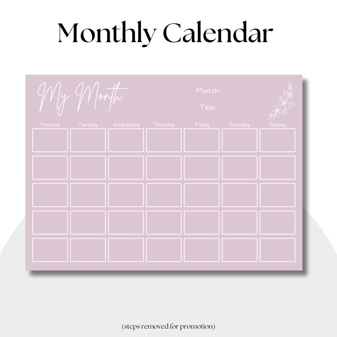 Monthly Calendar - Pink - Etsy