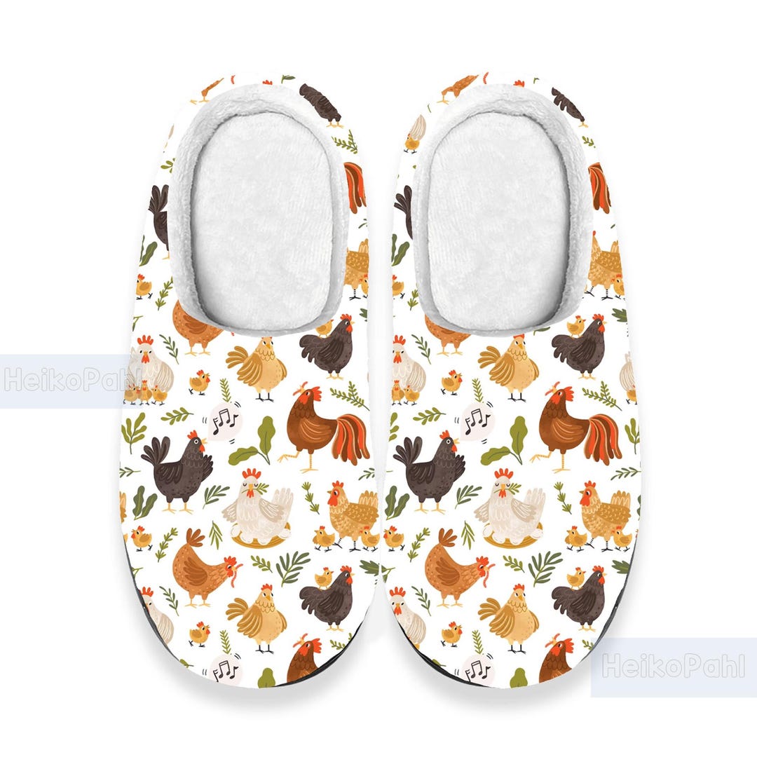 Chicken 3D All Over Printed Slippers, Custom Rubber Slippers, Winter ...