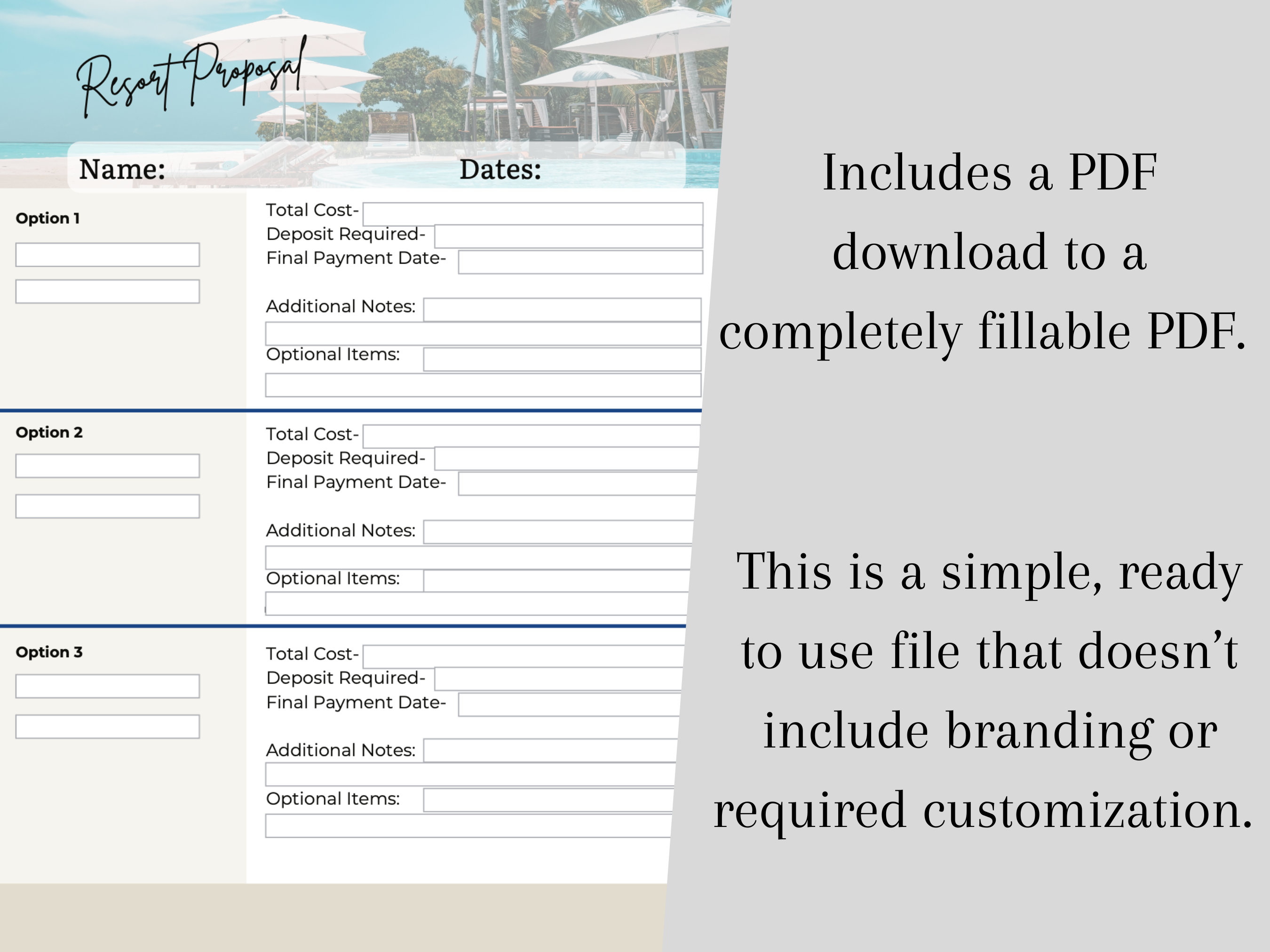 Travel Agent Resort Proposal- Multiple Option Vacation Quote ...