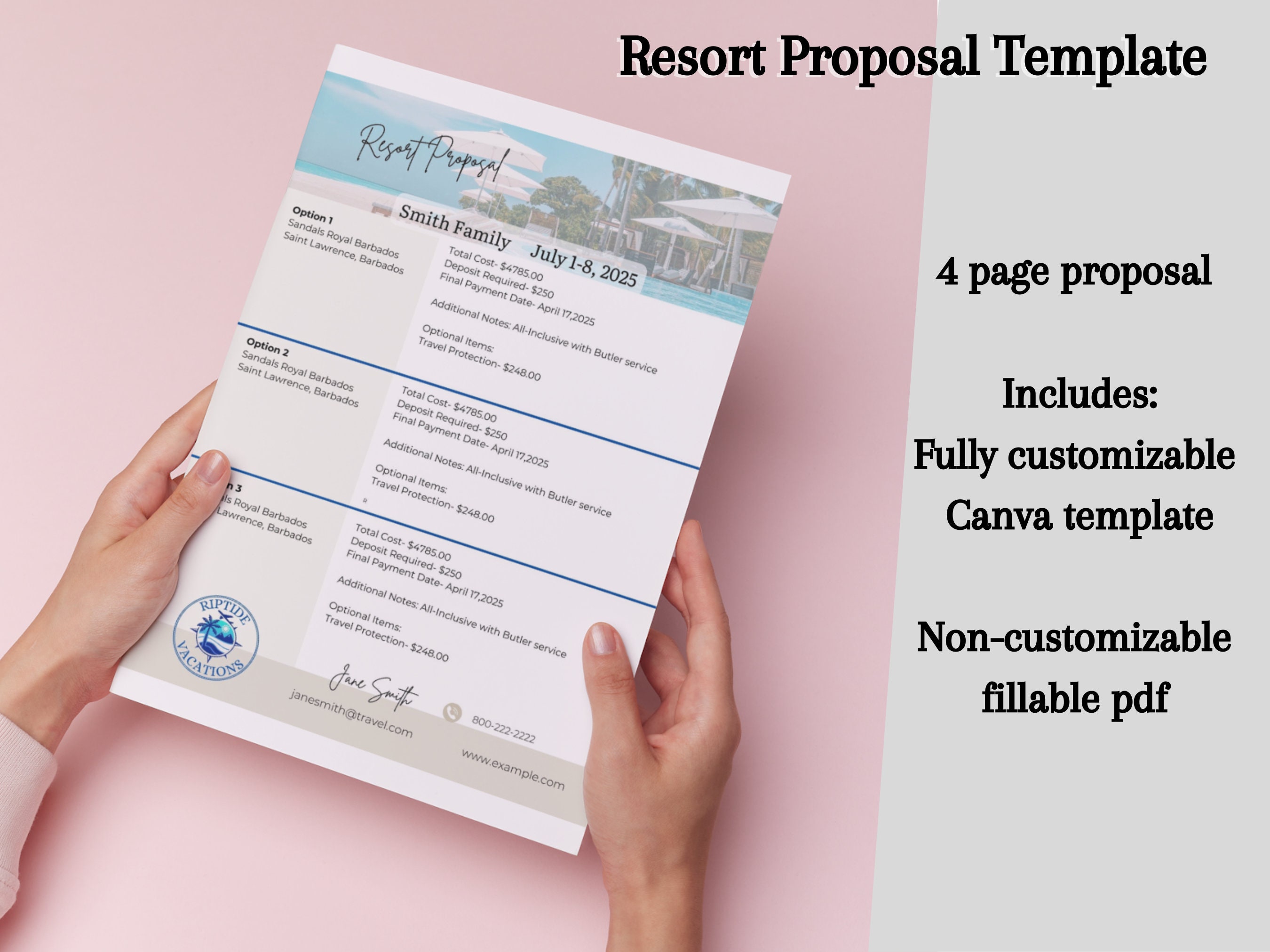 Travel Agent Resort Proposal- Multiple Option Vacation Quote ...