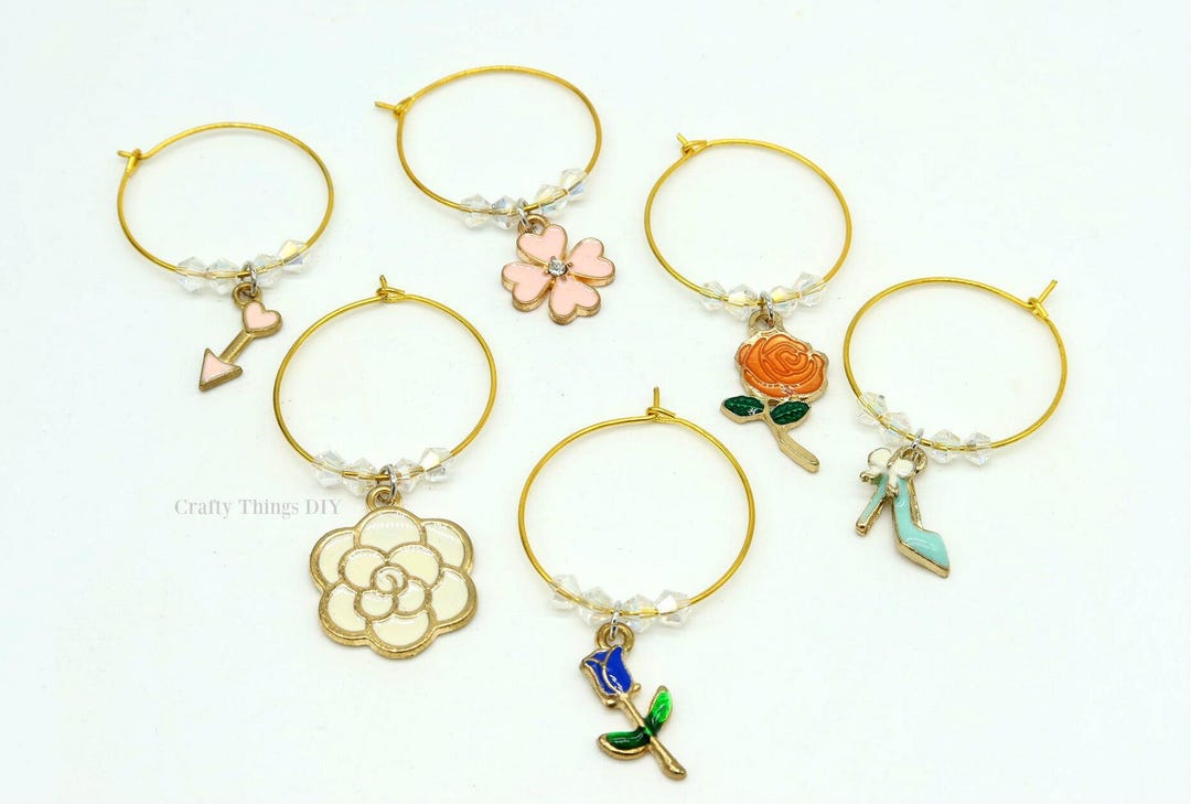 Enamel Stem Glass Charms | Holiday Party | Game Night | Ladies Night ...