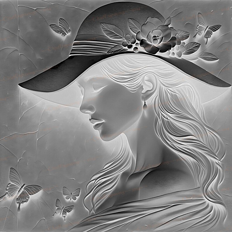 Laser Engraving PNG Files | 3D Illusion Laser Ready Artwork | Engraving File | Serene Lady ...