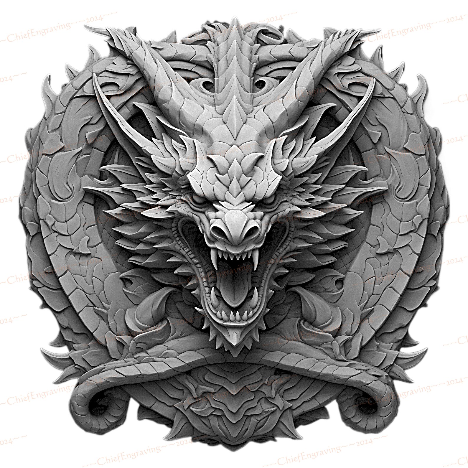 Laser Engrave Dragon Head File | Detailed Digital PNG Download | DIY ...