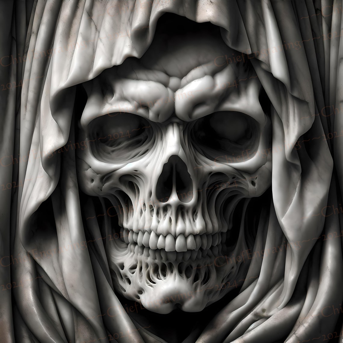Laser Engraving PNG Files | 3D Illusion Skull Digital Art | High Res ...