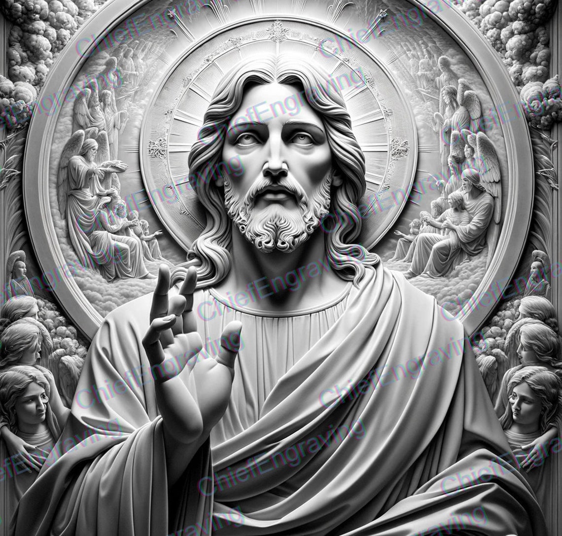 High-resolution Jesus Laser Engraving PNG Files, Detailed Artwork ...