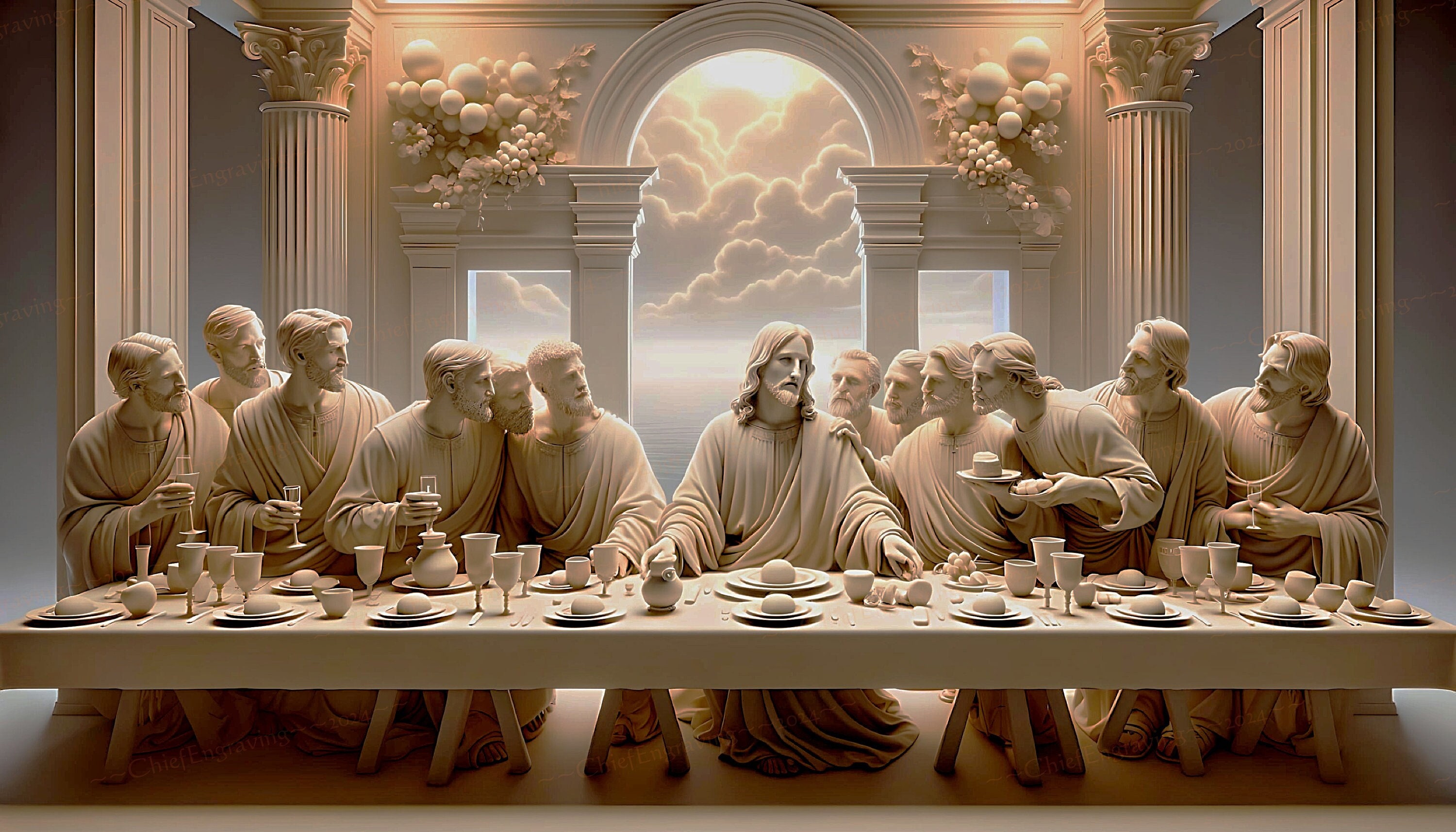 Last Supper Laser Engraving PNG Jesus Christ Digital Art Religious ...