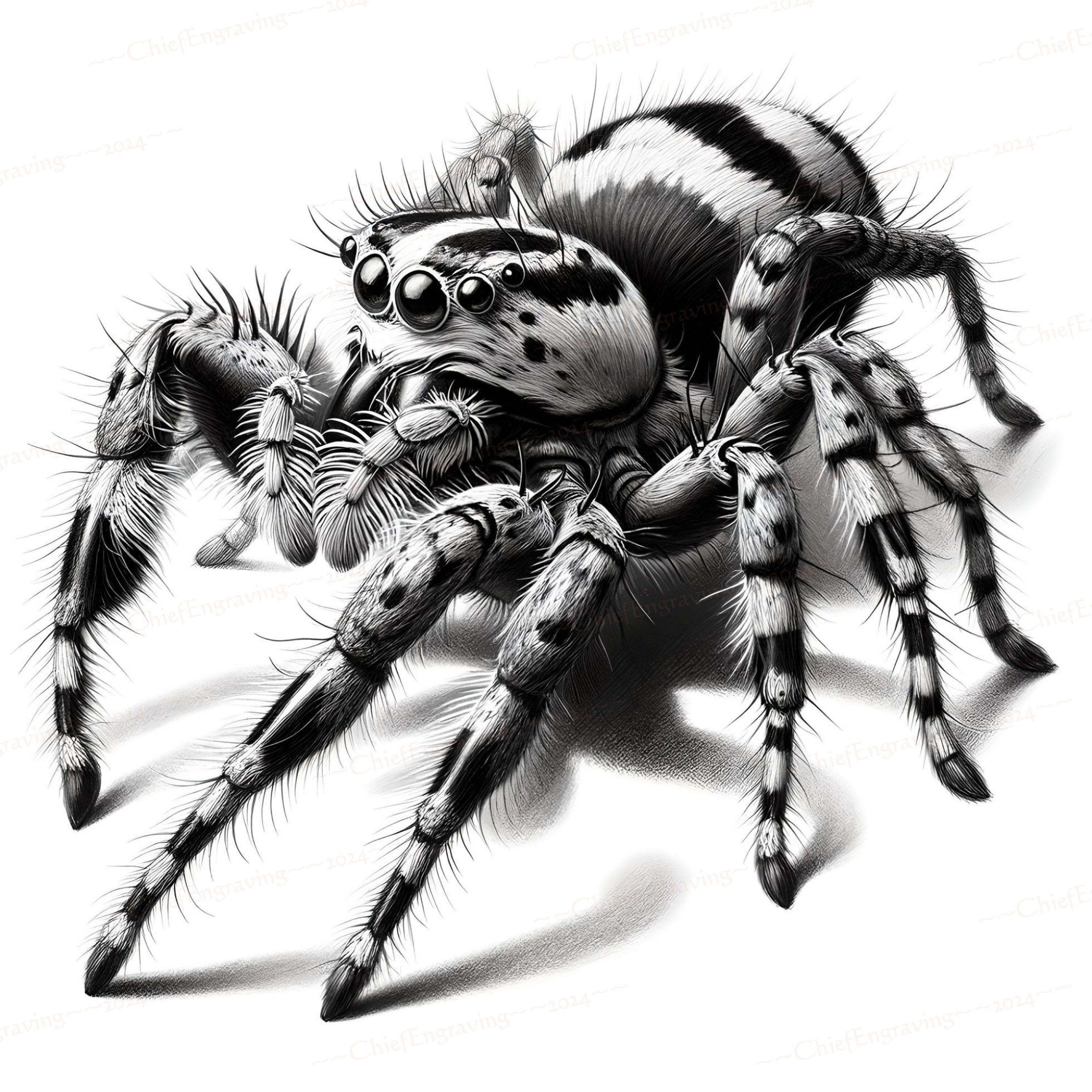 Jumping Spider Laser Engraving File - Intricate Arachnid Design for DIY ...