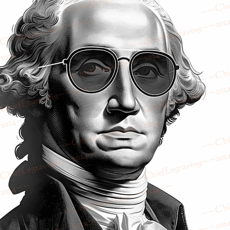 Sunglasses Wearing George Washington PNG | Detailed Laser Engraving ...