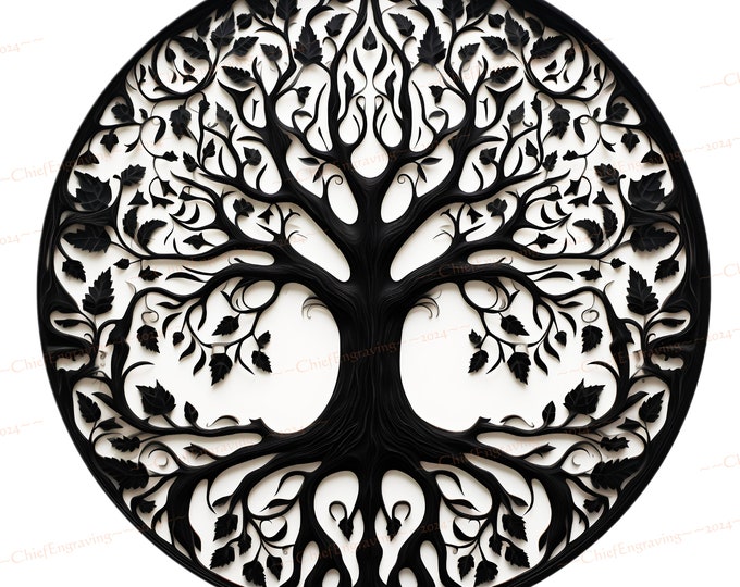 Tree of Life Circle Engraving and Cutting Tree of Life Circle - DXF ...
