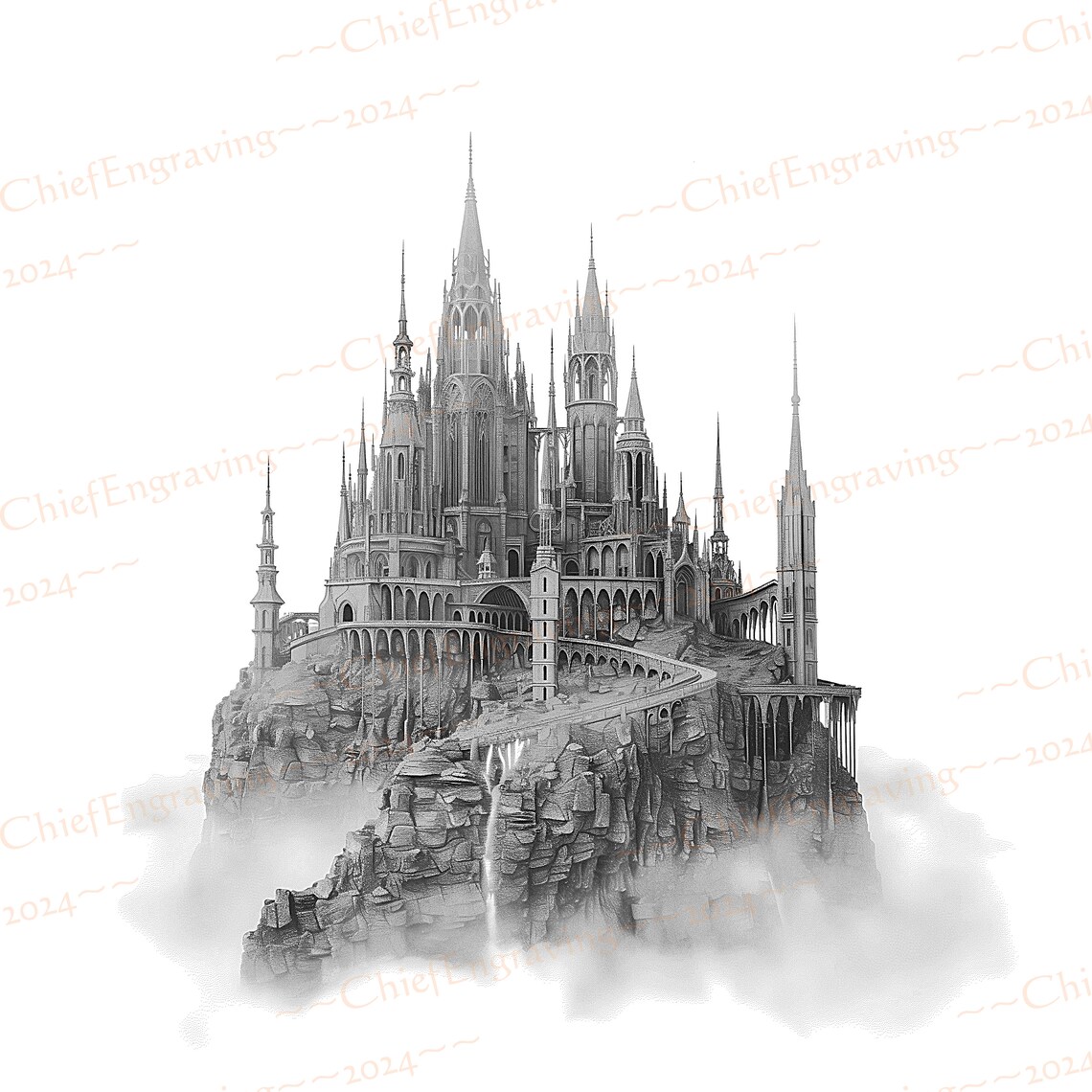 Castle in the Clouds PNG | Detailed Laser Engraving File | PNG Format ...