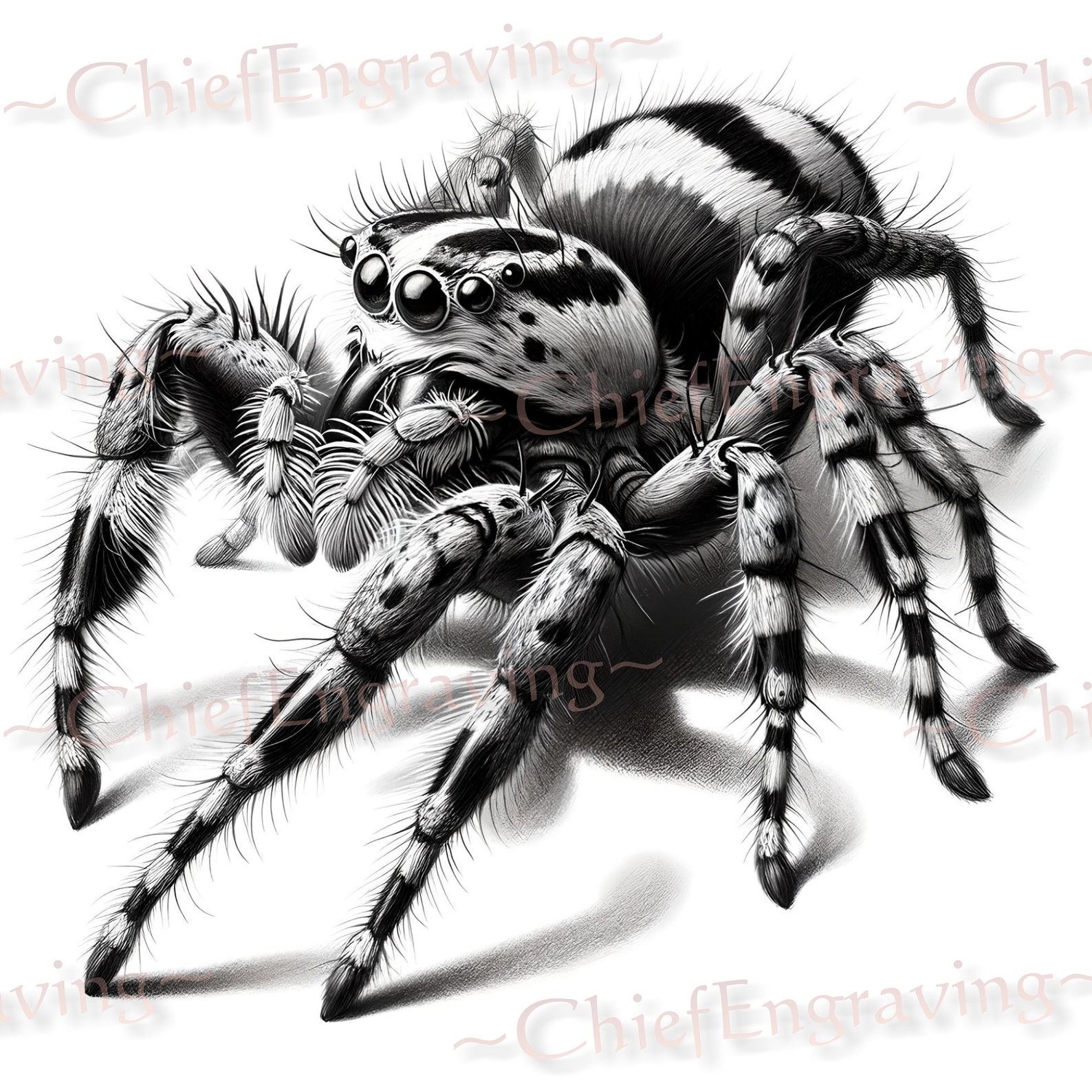 Jumping Spider Laser Engraving File - Intricate Arachnid Design for DIY ...
