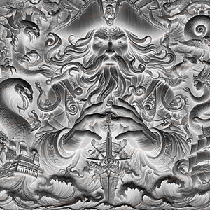 Pirate God Digital Art | Laser Engraving PNG Files | Mythical Sea Deity ...
