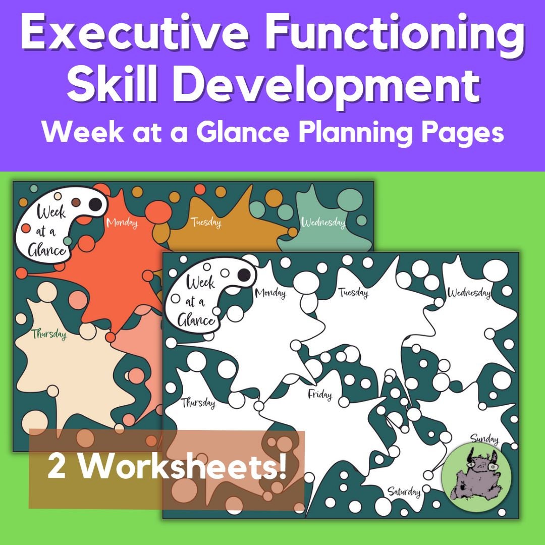 Executive Function Weekly Planner Activity for Student Organization - Etsy