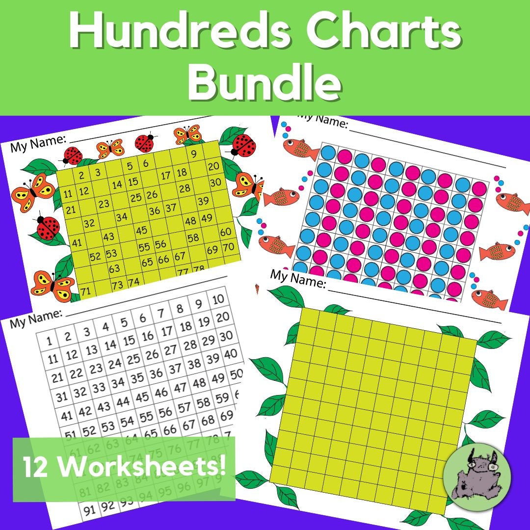 Hundreds Charts Math Activities, Kindergarten, 1st, 2nd Grades - Etsy