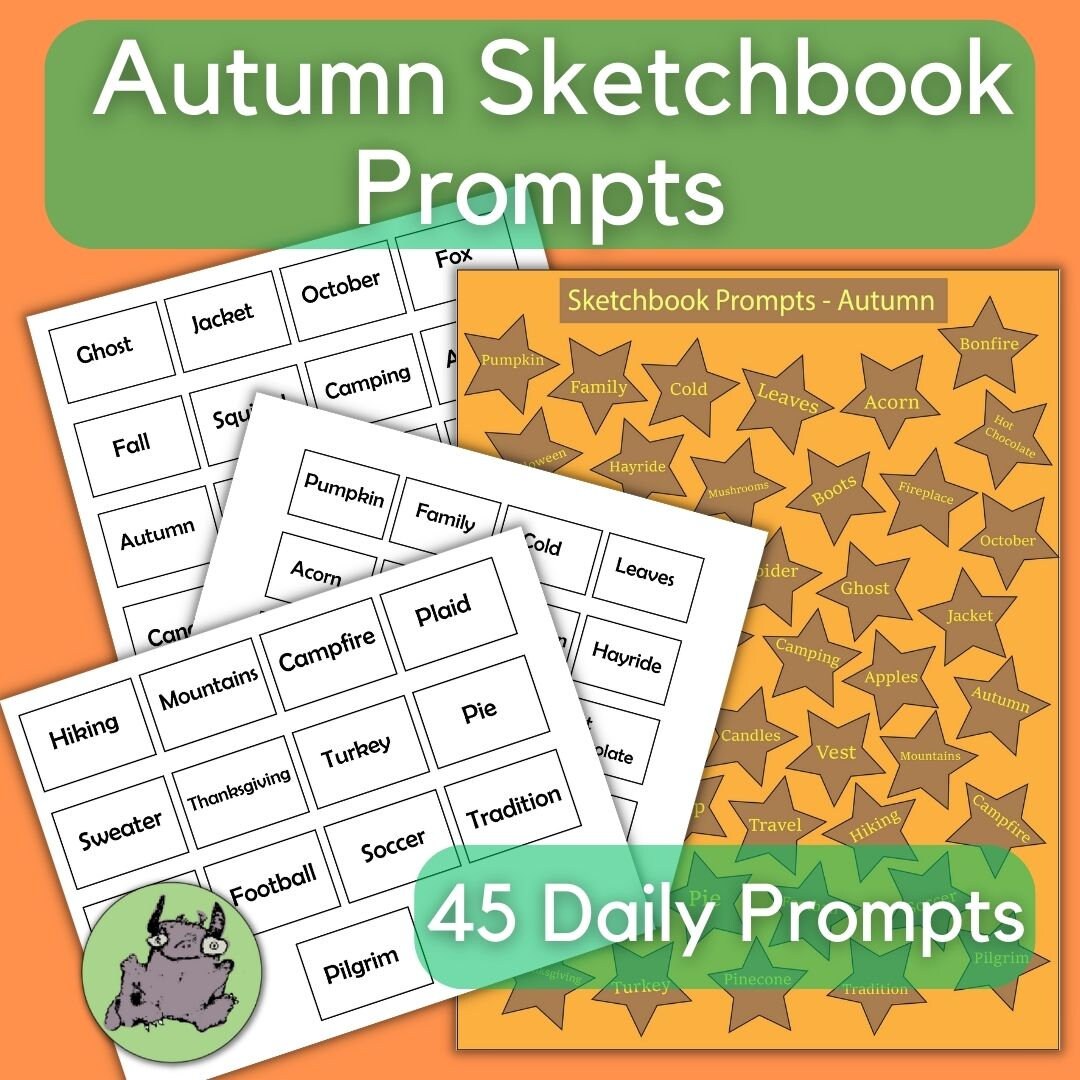 Autumn Art Prompts for Kids | Daily Sketchbook Prompts Grades 5-8 ...