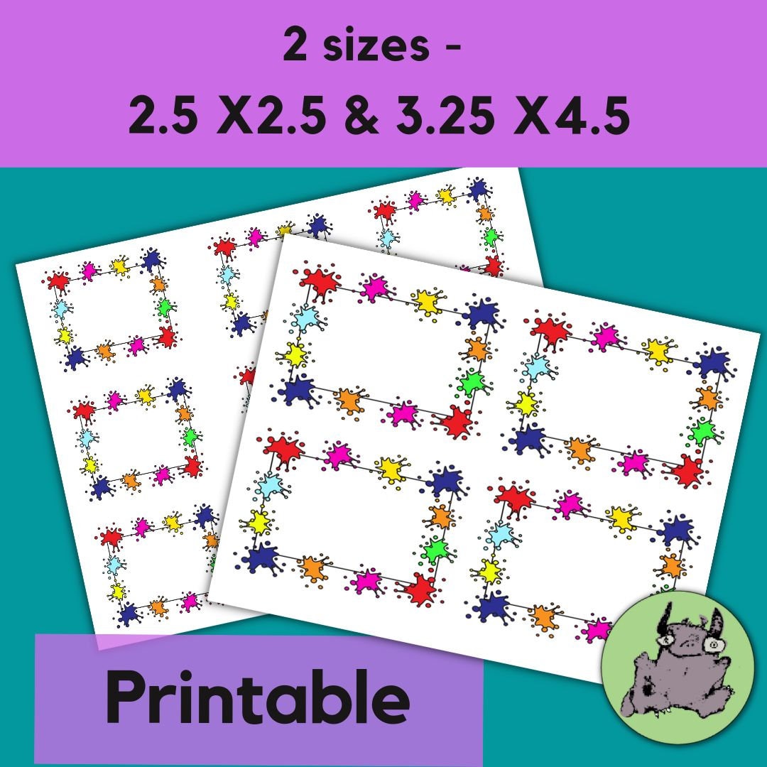 Colorful Paint Splatter Cubby or Locker Name Tags, Printable - Etsy