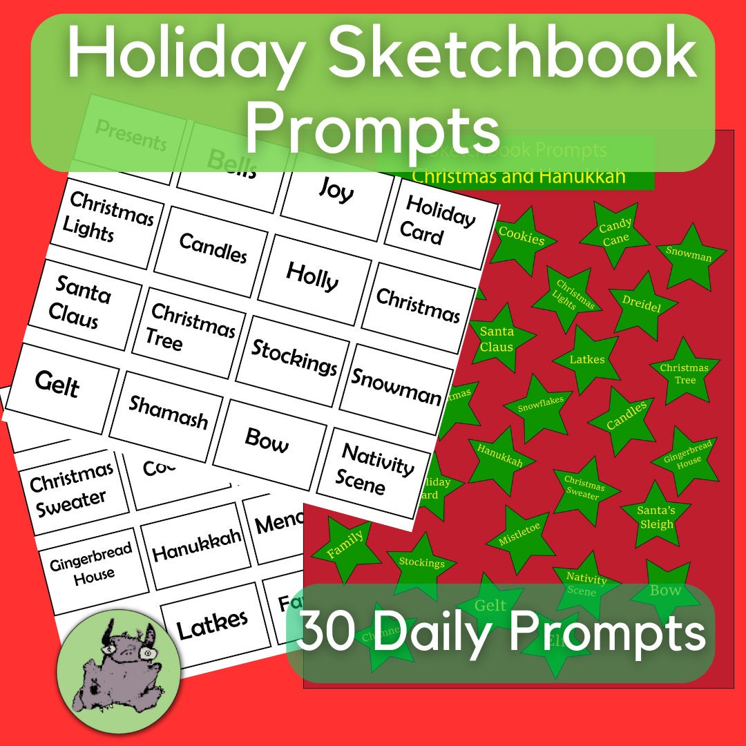 Sketchbook Prompts for Christmas, Hanukkah Holidays, 5th - 12th Grades ...