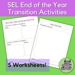 SEL End of Year Counseling Worksheets Bundle for Reflection, Transition ...