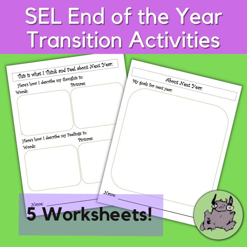 SEL End of Year Counseling Worksheets Bundle for Reflection, Transition ...