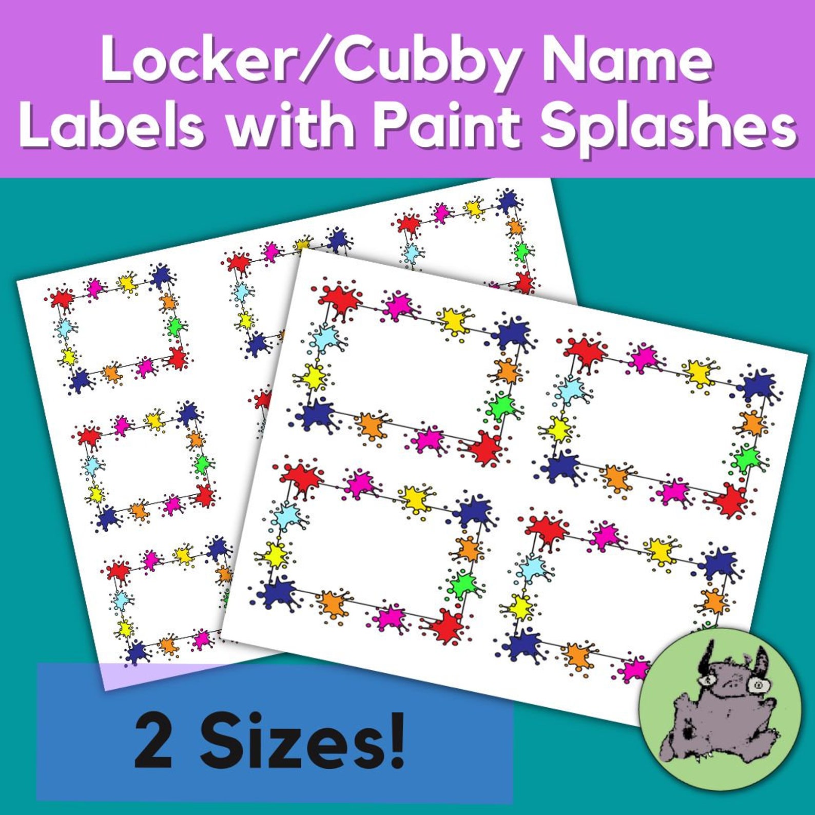 Printable Cubby Name Tags – Colorful Paint Splatter Locker Labels for ...